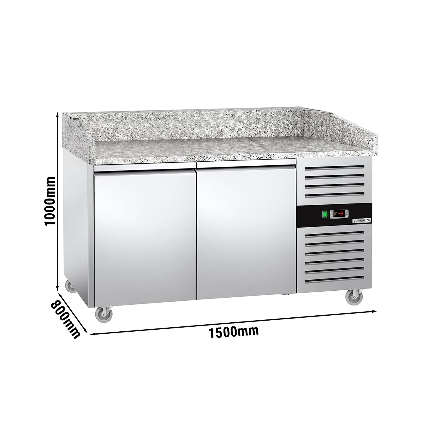 Commercial Pizza Prep Counter ECO – 1500 × 800 mm – with 2 Doors | GGM ...