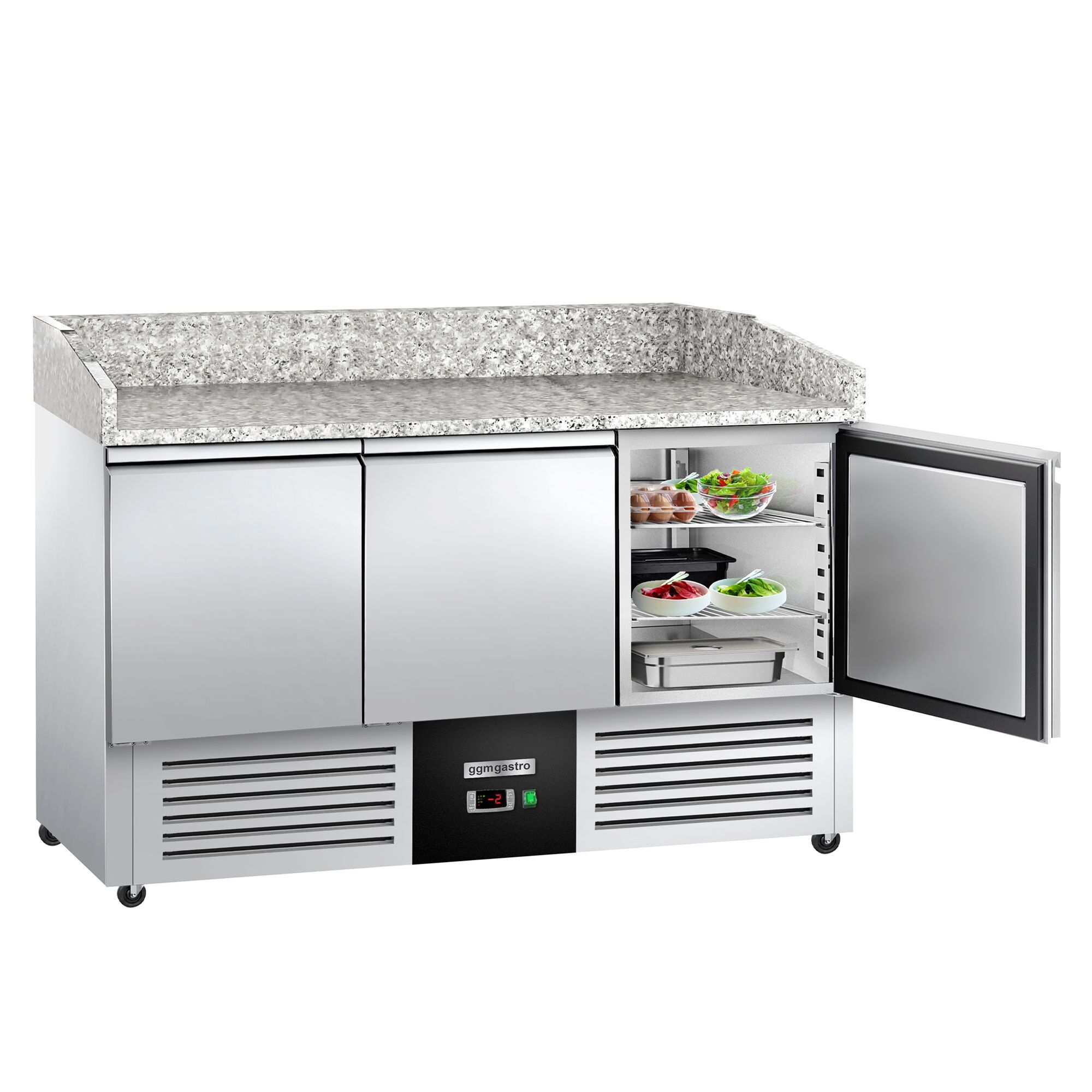 Balcão frigorífico para pizza PREMIUM - 1400x700mm - com 3 portas - com ...
