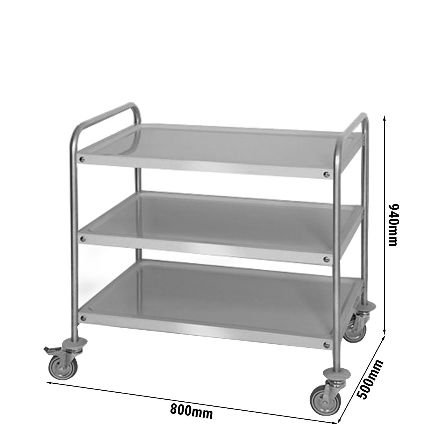 Servierwagen - 800x500mm - mit 3 Abstellflächen | GGM Gastro