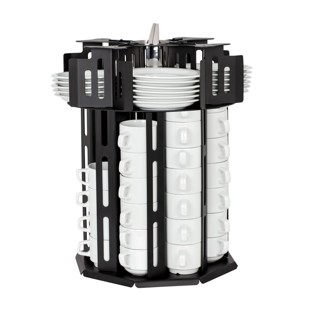 Rotating Saucer & Side Plate Dispenser – Black - 72-piece capacity ...