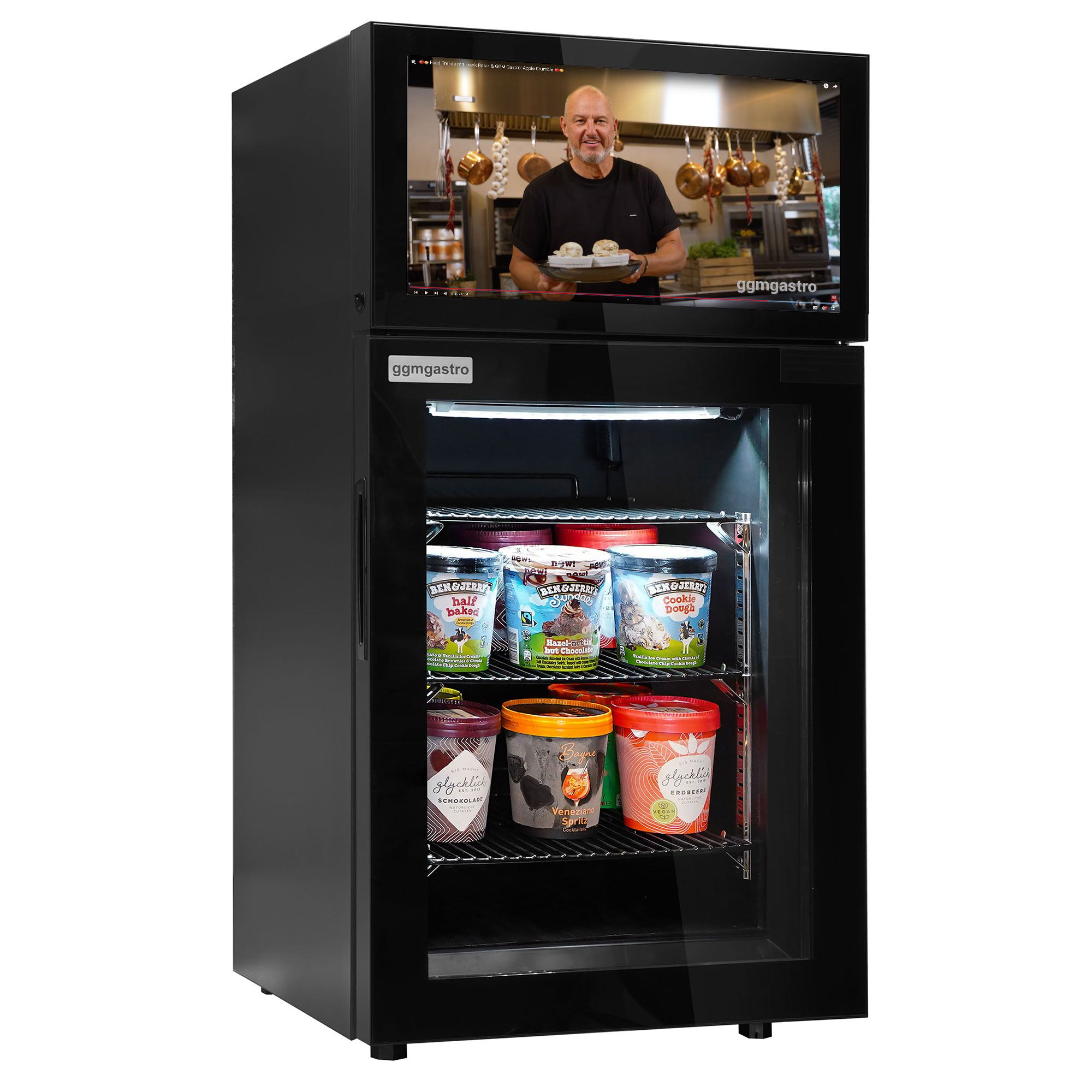 Minibar-Tiefkühlschrank - 460mm - mit 1 Glastür & eingebautem 19 Zoll ...
